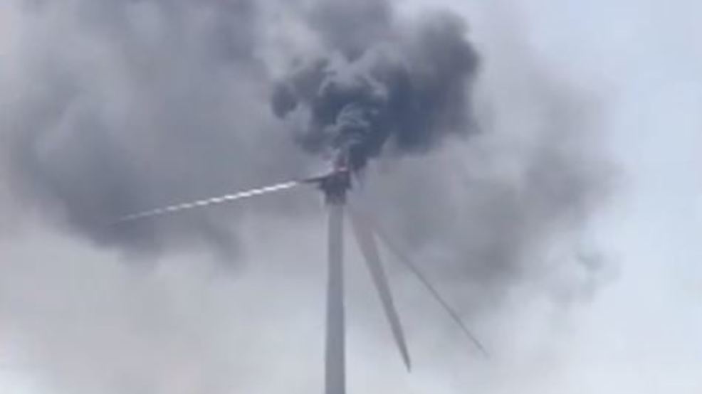 Brush fire ignited by burning wind turbine in southern Washington | KOMO